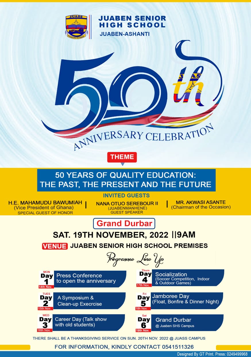 JUABEN SENIOR HIGH SCHOOL 50TH ANNIVERSARY LAUNCHED - TNTNEWSPAPER