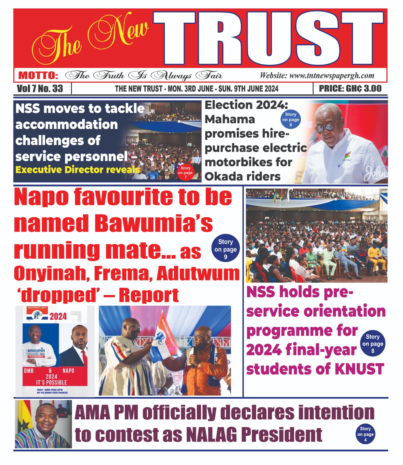 The New Trust Newspaper, Monday,3rd June,2024 Edition - TNTNEWSPAPER
