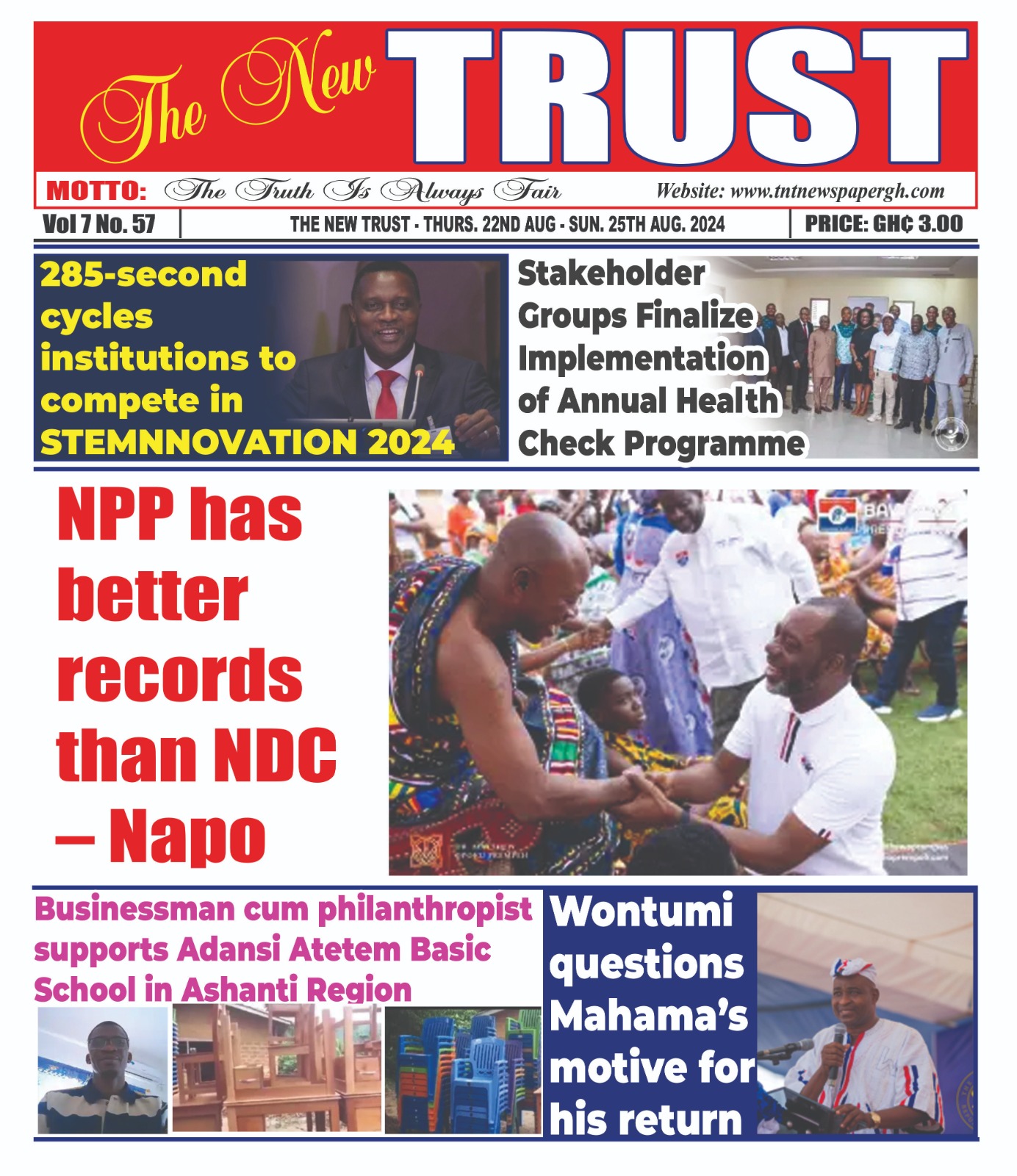The New Trust Newspaper, Thursday,22nd August,2024 edition - TNTNEWSPAPER