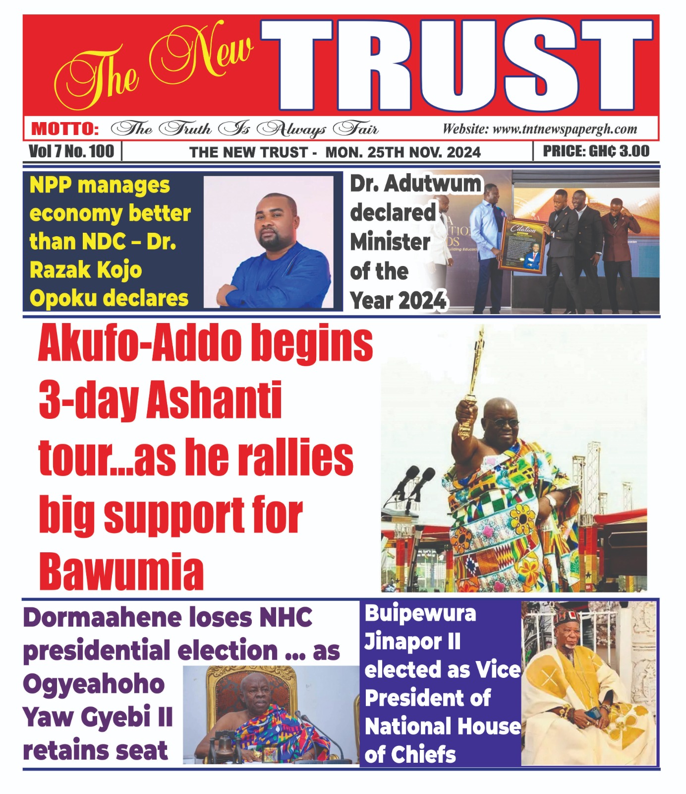 The New Trust Newspaper,Monday,26th November,2024 edition - TNTNEWSPAPER