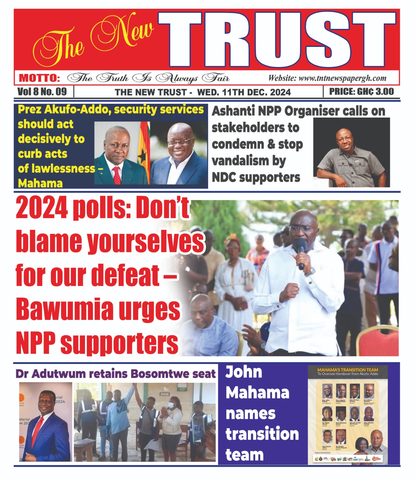 Wednesday,11th December,2024 edition of The New Trust Newspaper ...